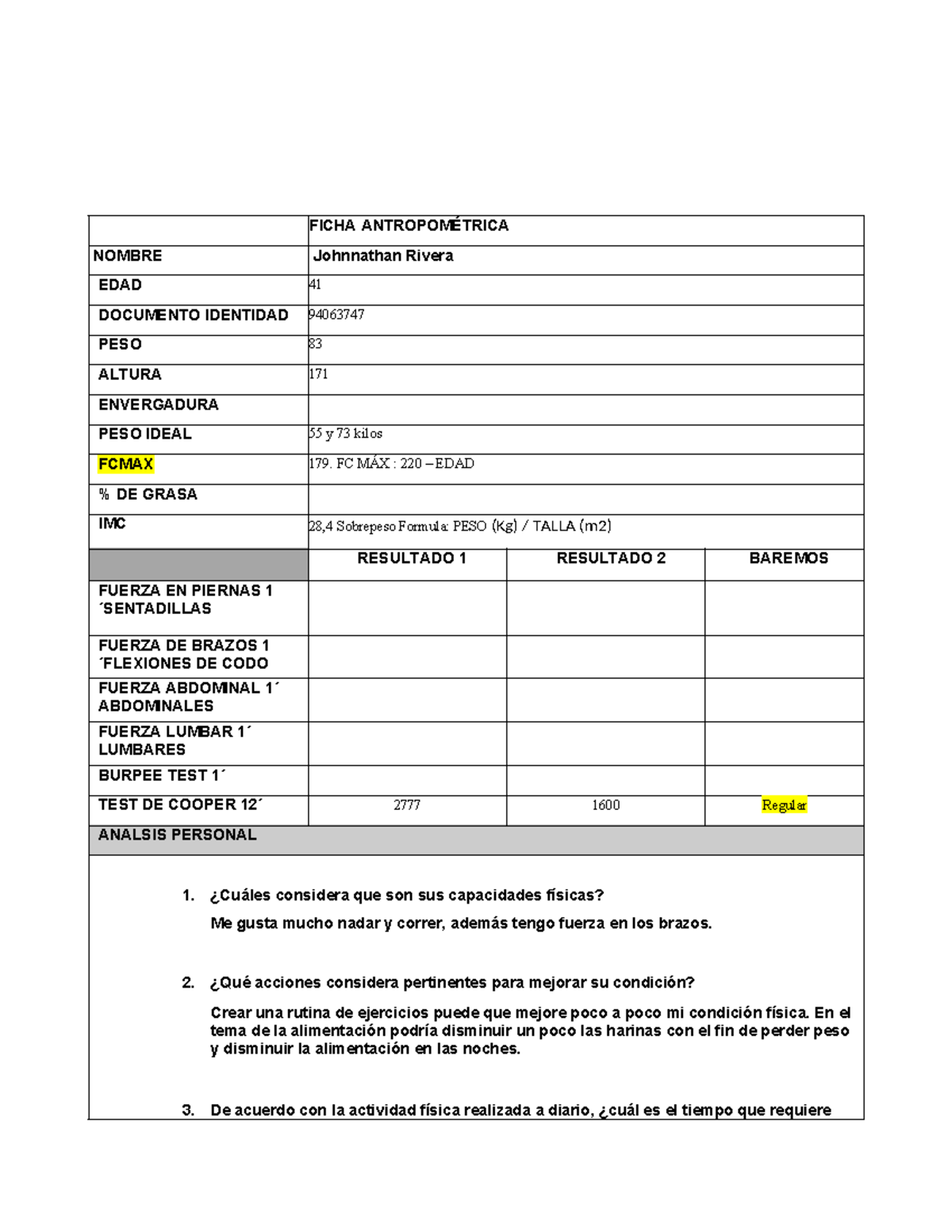 Ficha Antropométrica word - FICHA ANTROPOMÉTRICA NOMBRE Johnnathan ...
