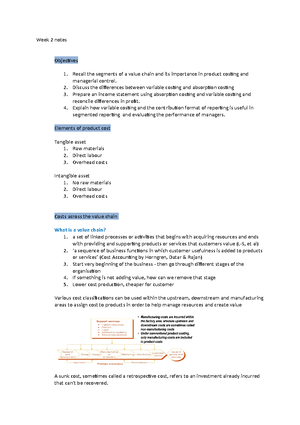Week 6 summary notes - Week 6 notes After working through this topic ...