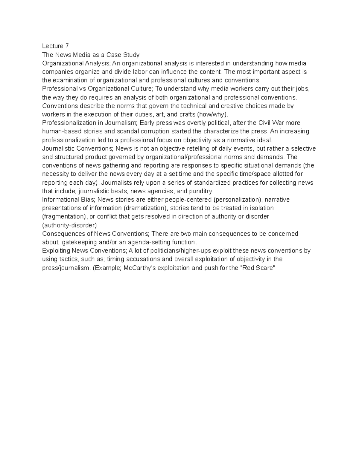 Media Class Notes #3 - Lecture 7 The News Media as a Case Study ...