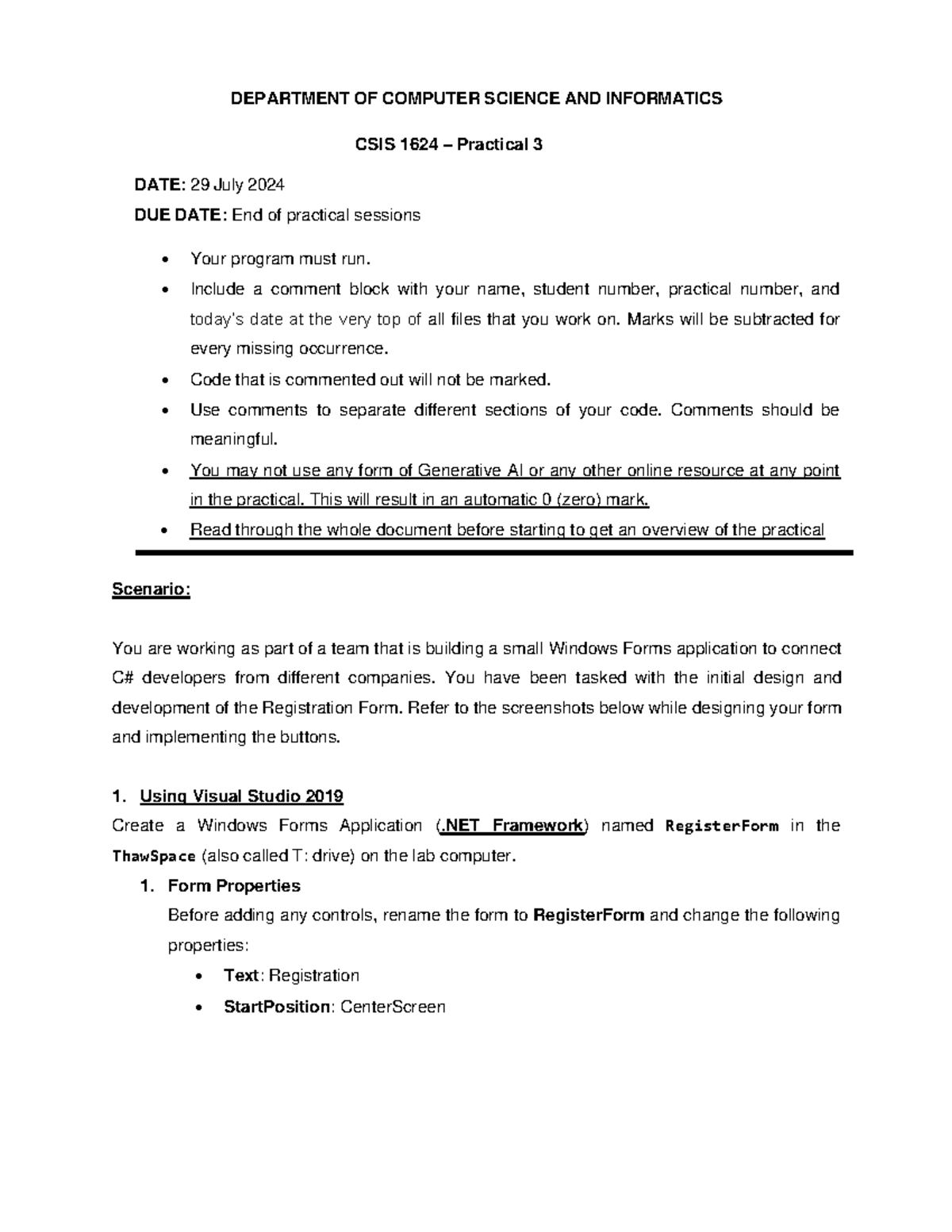 CSIS1624 Practical 3 2024 - DEPARTMENT OF COMPUTER SCIENCE AND INFORMATICS CSIS 1 624 ...