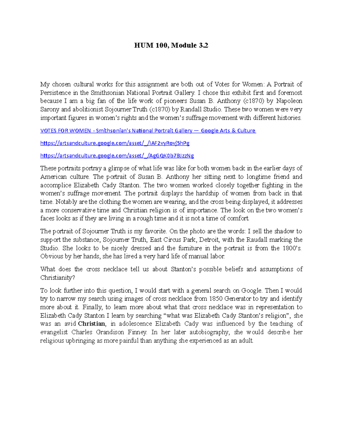 HUM+100+Module+3 - MODULE 3-2 - HUM 100, Module 3. My chosen cultural ...