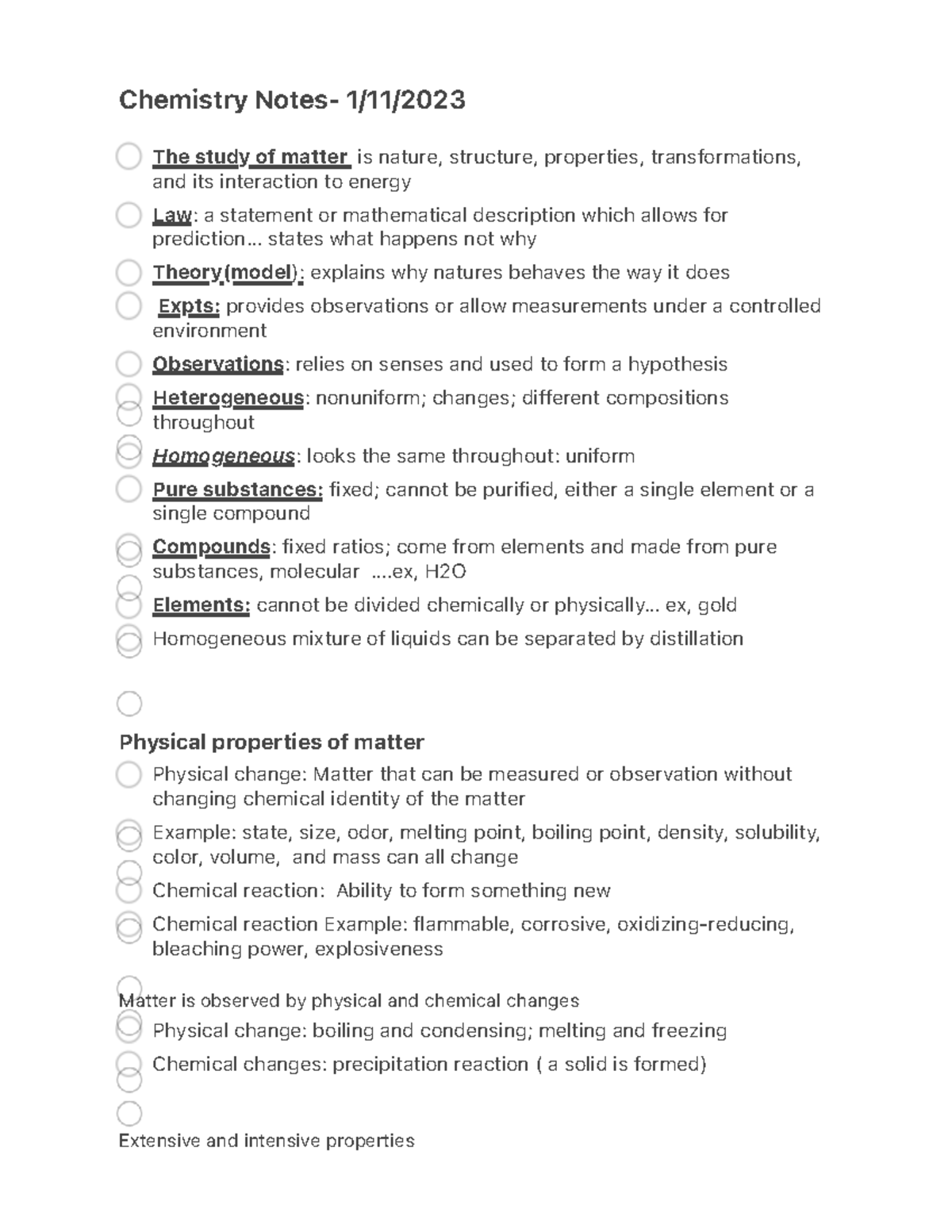Chemistry Chapter 1: Matter, Measurements, and problem solving ...