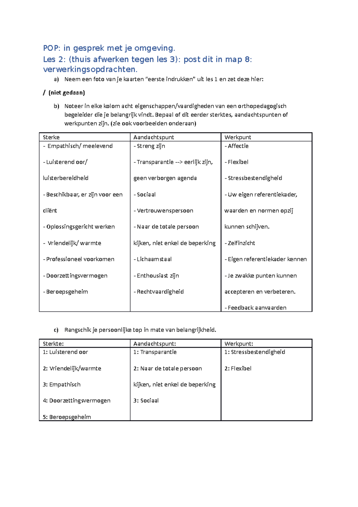 Kwaliteiten PO tegen week 2 - POP: in gesprek met je omgeving. Les 2 ...