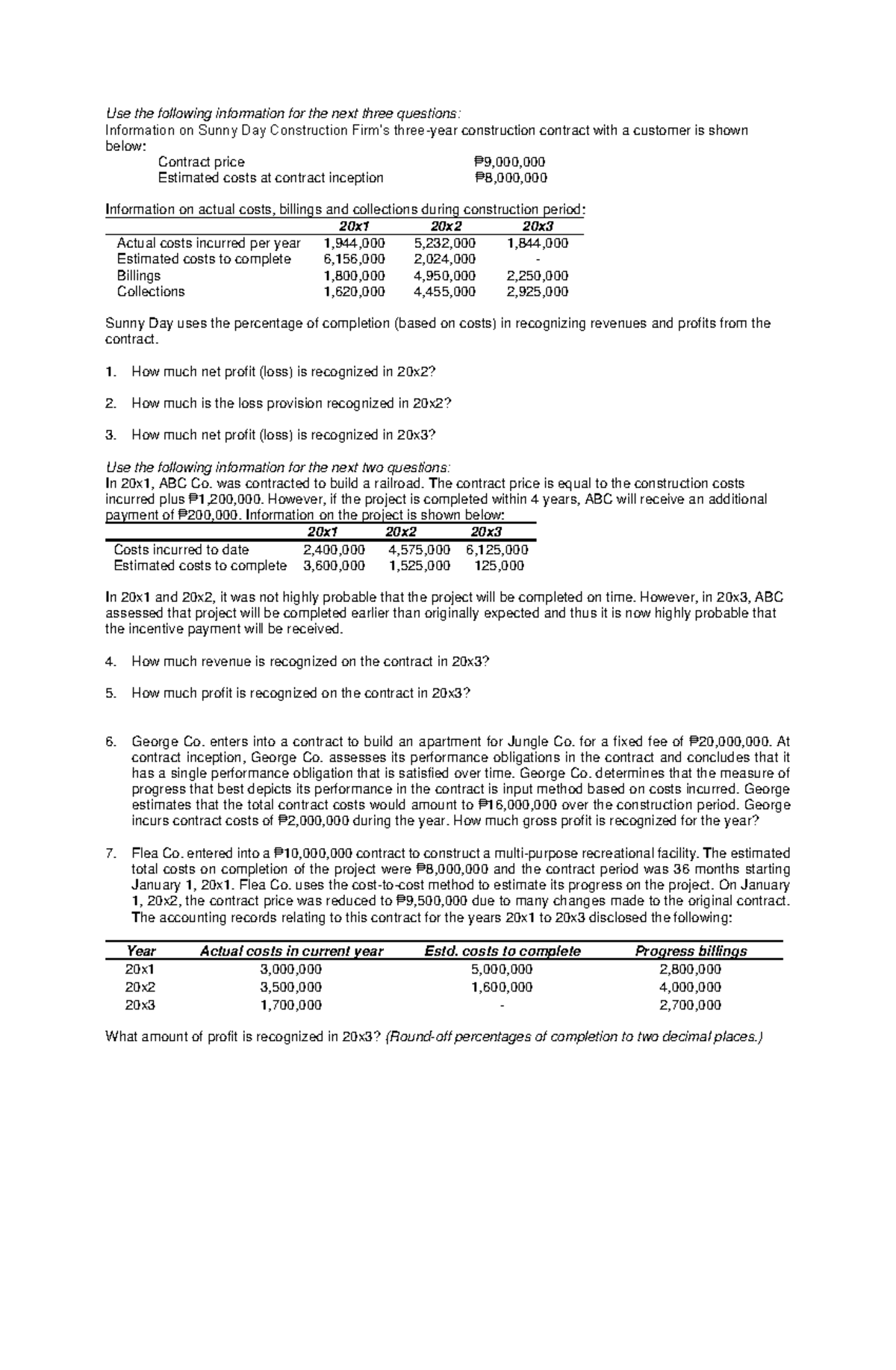 AFAR Review QUIZ 5 - Practice - Use the following information for the ...
