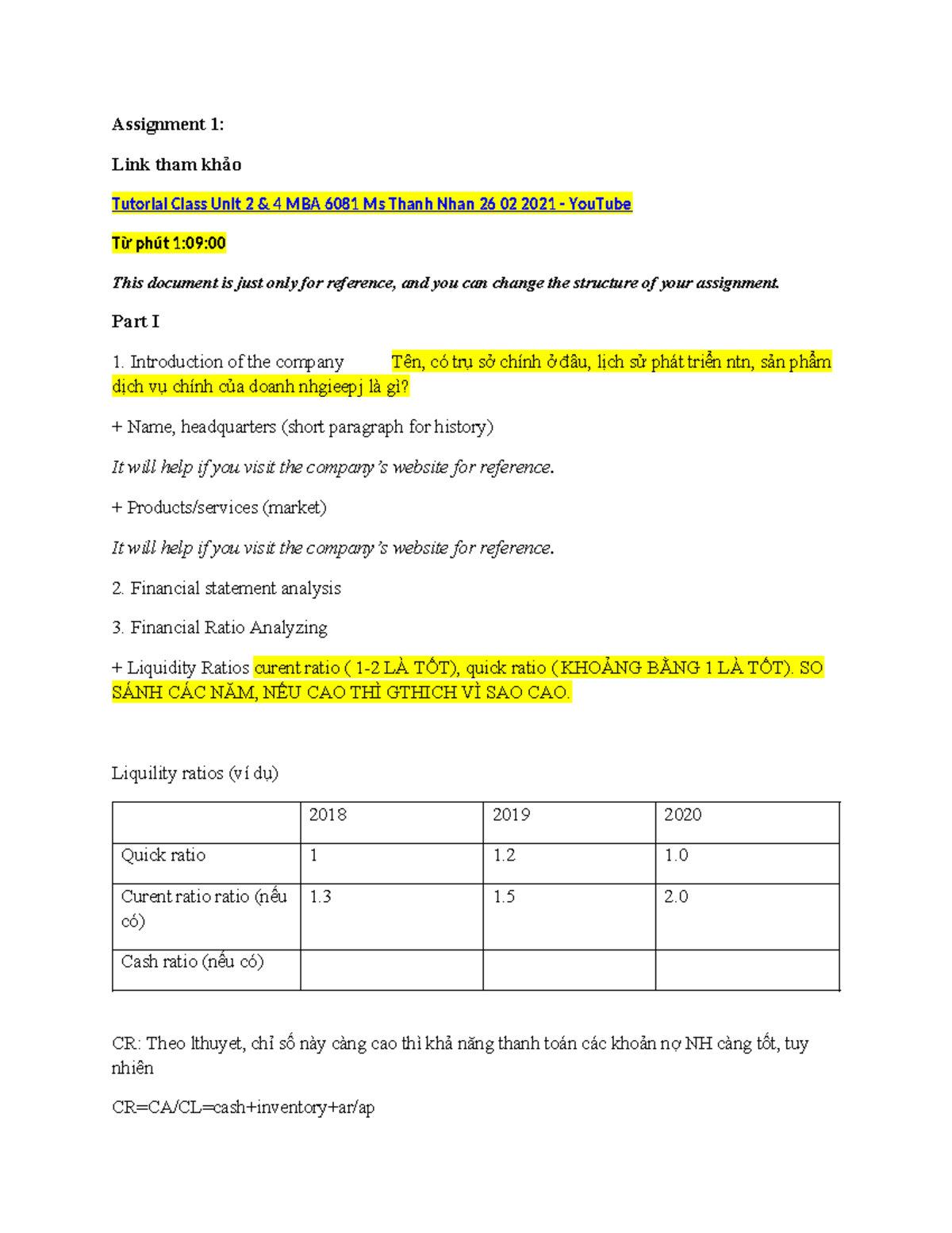 Assignment 1 outline and guideline update - Assignment 1: Link tham khảo Tutorial Class Unit 2 ...