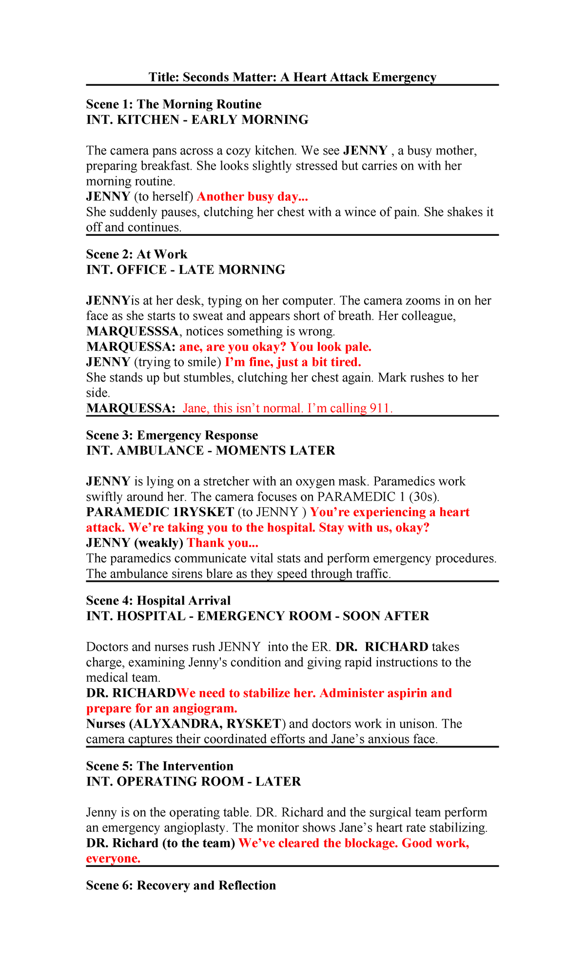FILM Scripts - Title: Seconds Matter: A Heart Attack Emergency Scene 1 ...