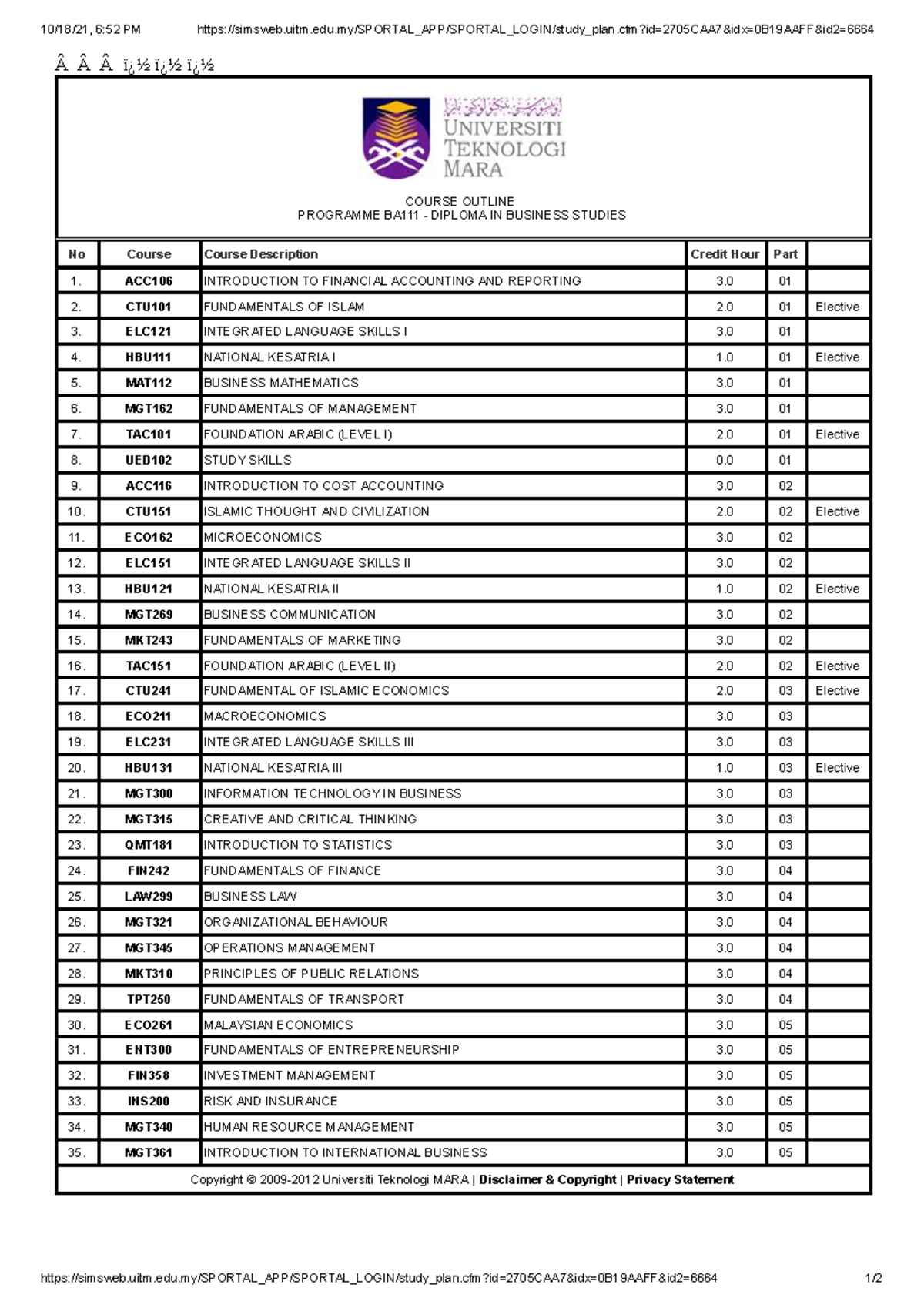 BA111 Course Outline 10 18 21 6 52 PM StuDocu