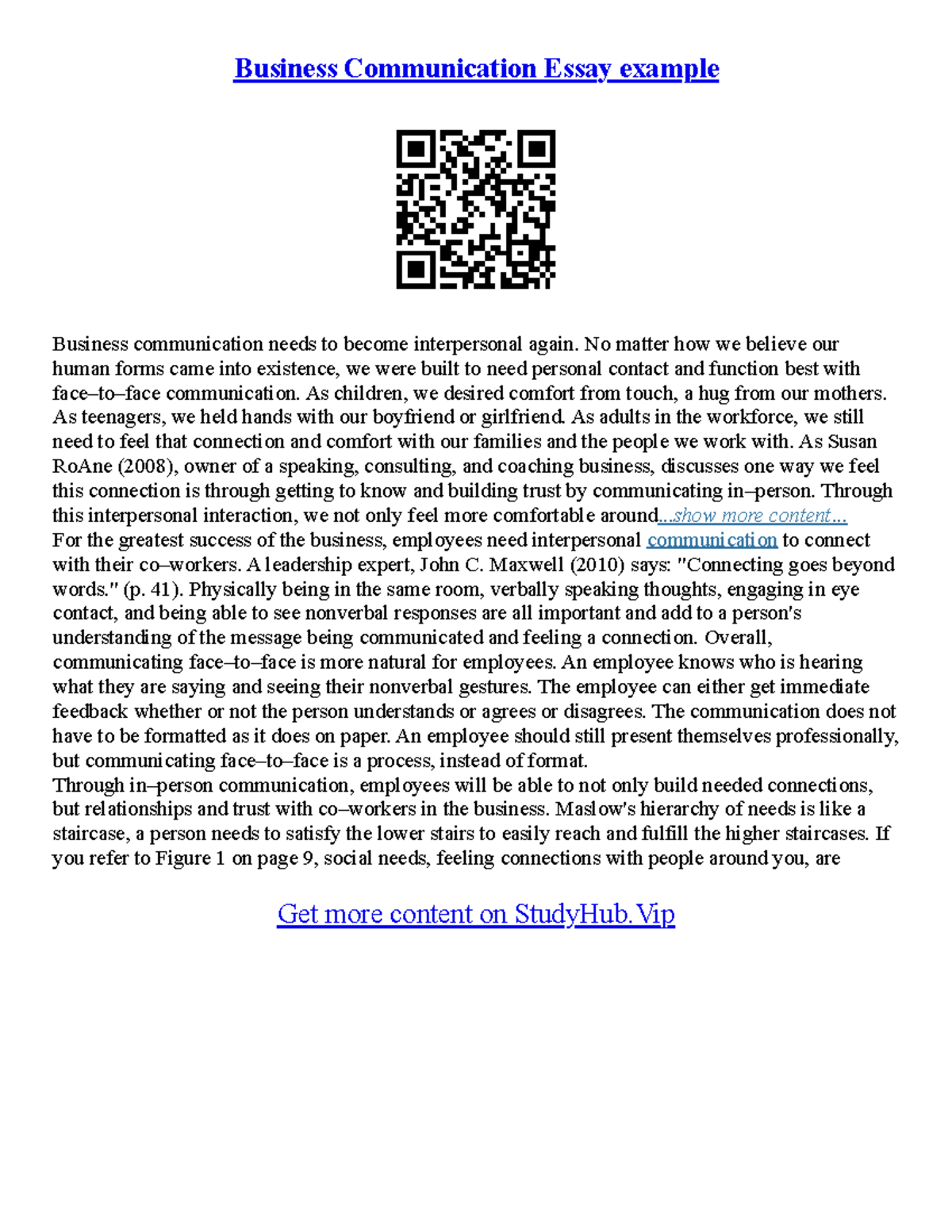 Formal Essay Format - Business Communication Essay example Business ...