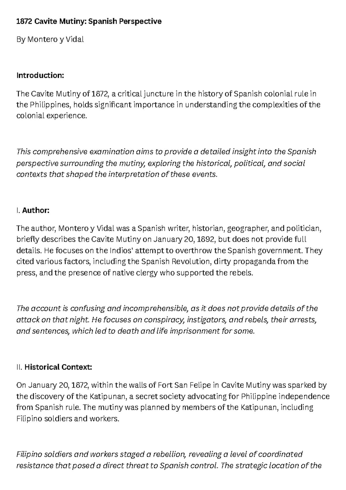 1872 Cavite Mutiny Spanish Perspective - 1872 Cavite Mutiny: Spanish ...