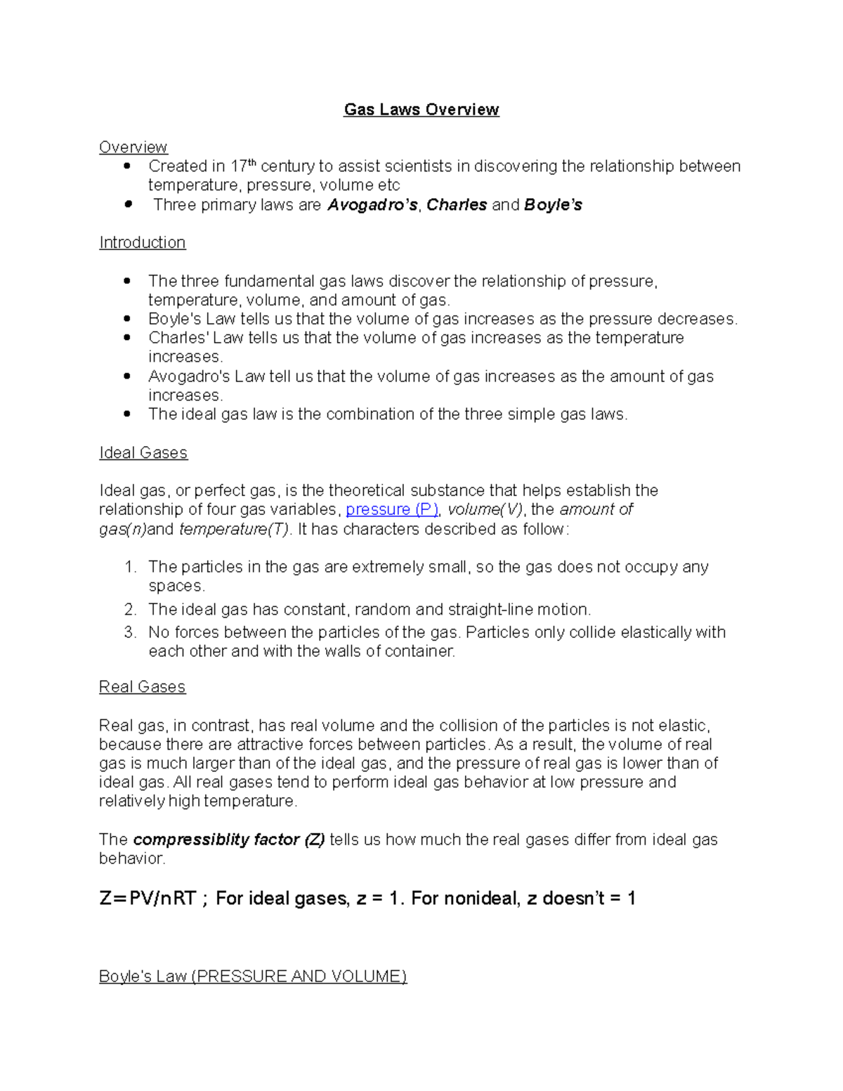 Gas Laws Review - Gas Laws Overview Overview Created in 17th century to ...