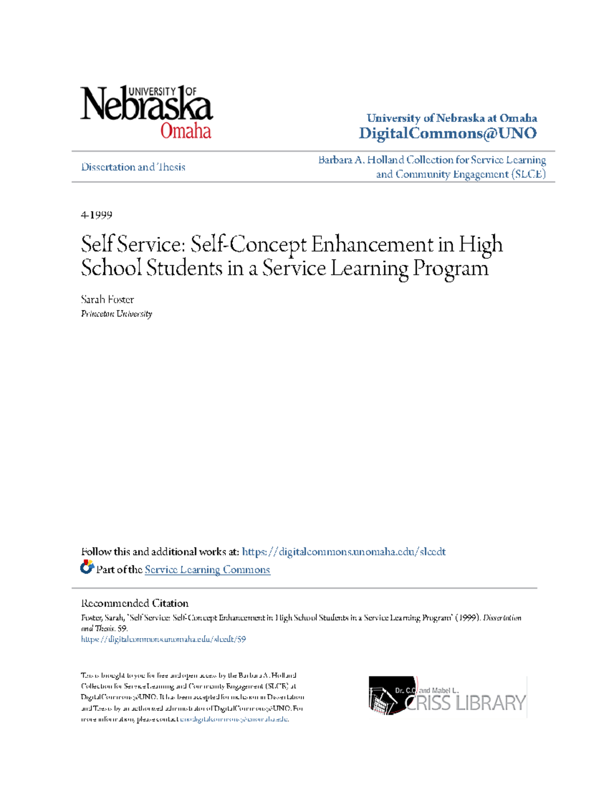 Self Service Self-Concept Enhancement in High School Students in ...