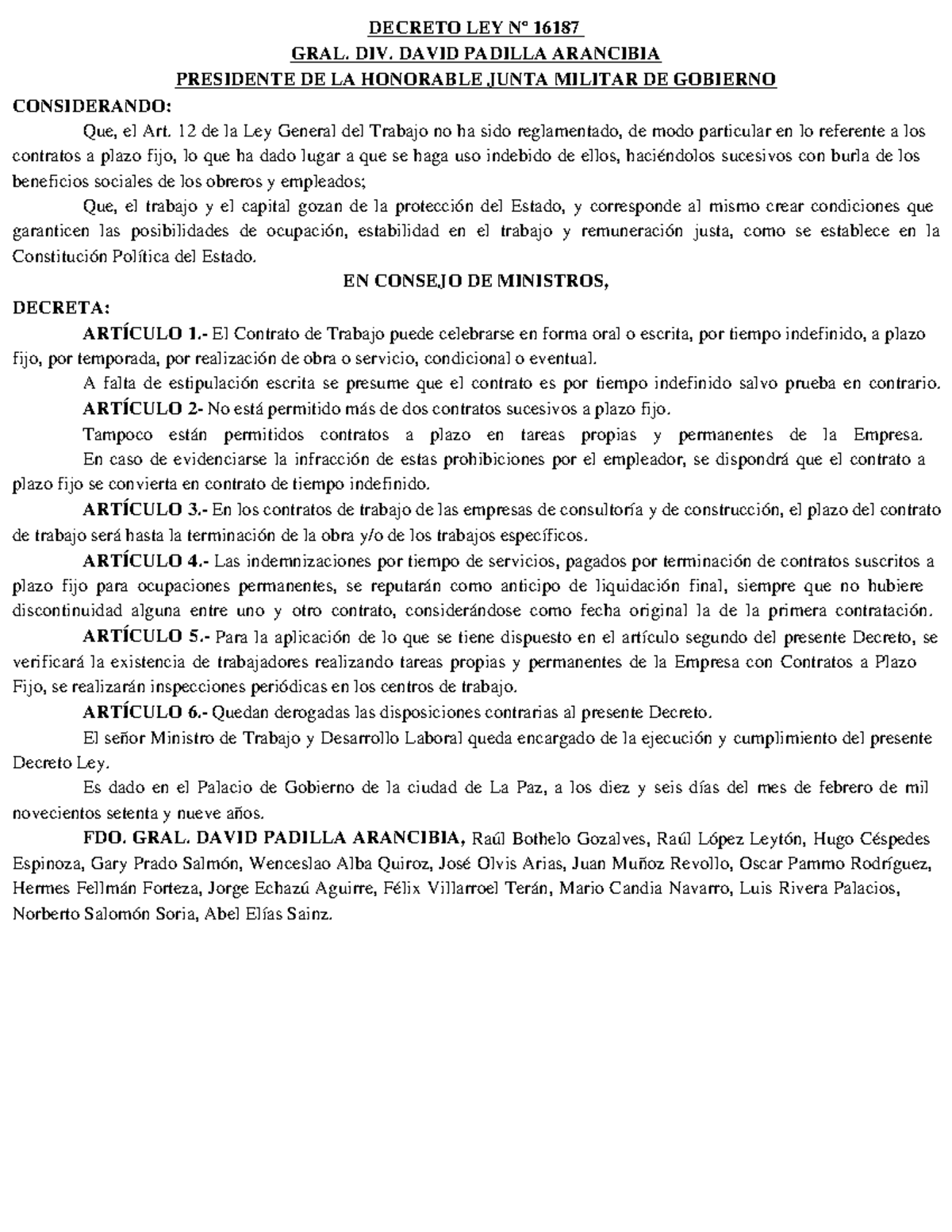 Norma (2) 230116 2000 10 - DECRETO LEY Nº 16187 GRAL. DIV. DAVID ...