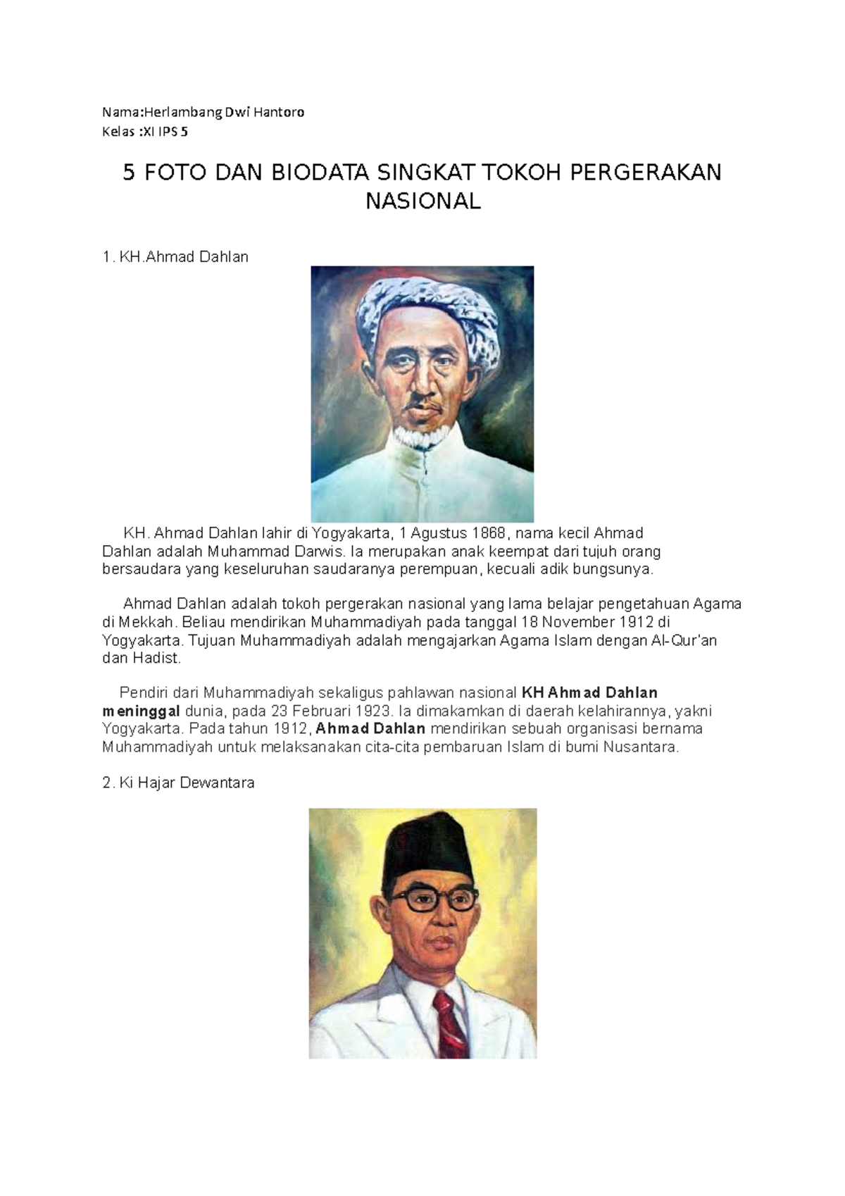 5 Tokoh Pergerakan Nasional Herlambang DWI Hantoro XI SOS 5 - Nama ...