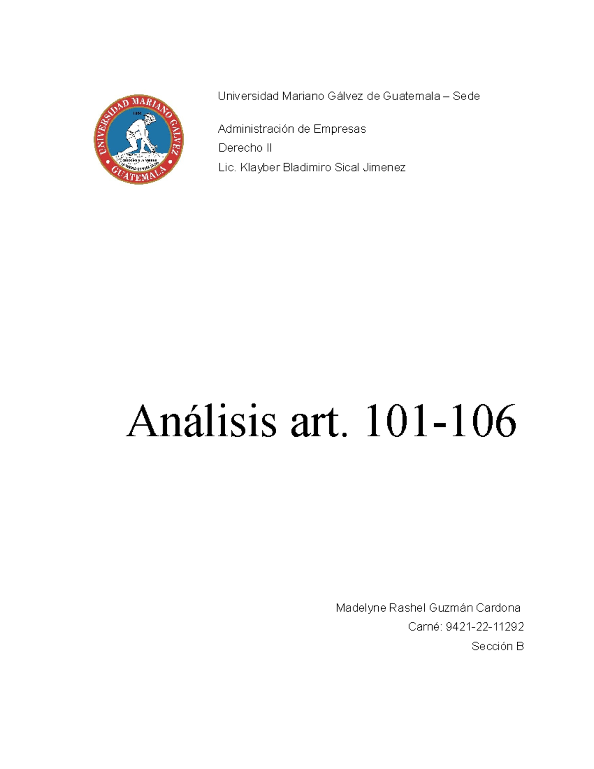 Análisis art - Breve resumen de los articulos 101 al 106 - Universidad ...