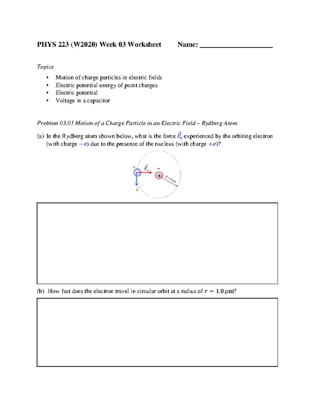 Week 03 Worksheet Winter 2020 - PHYS 223 (W2020) Week 03 Worksheet Name ...