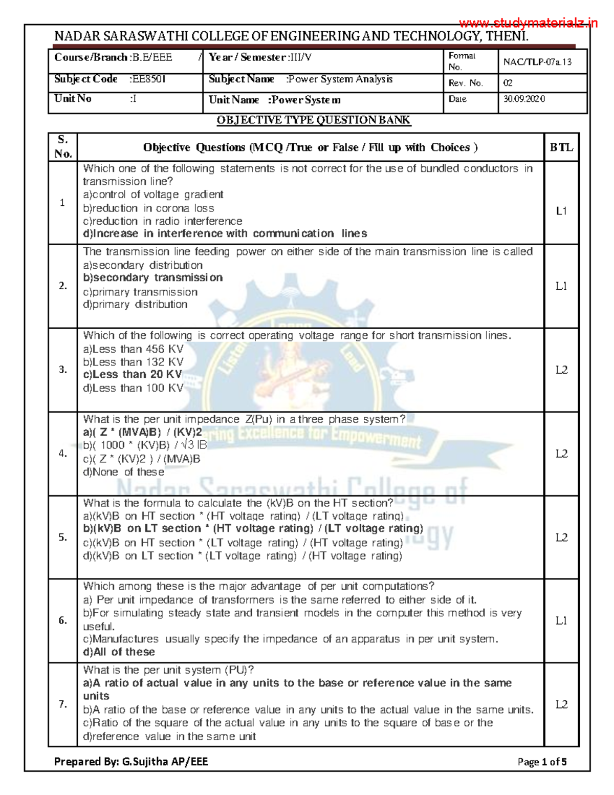 MCQ-PSA Unit 1 - unit wise psa mcq questions and answers - NADAR ...