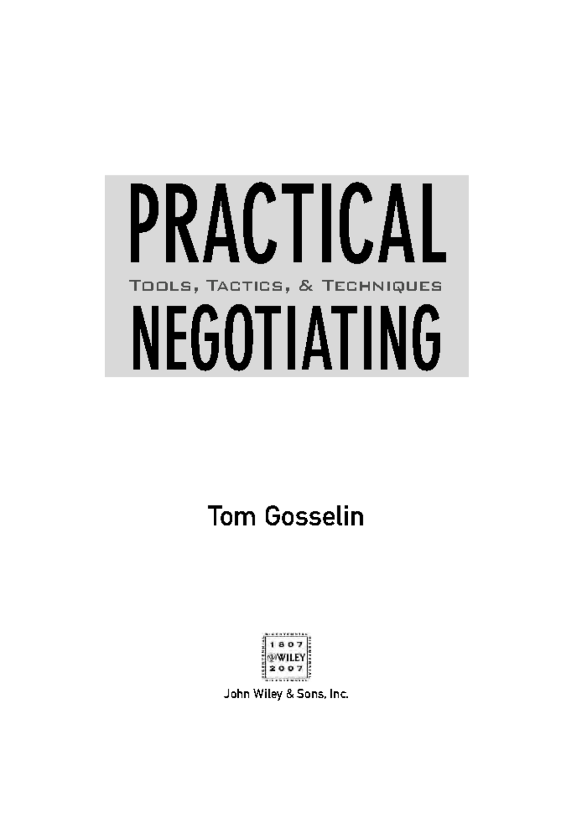 Practical Negotiating Ebook pdf file - PRACTICAL Tools, Tactics ...