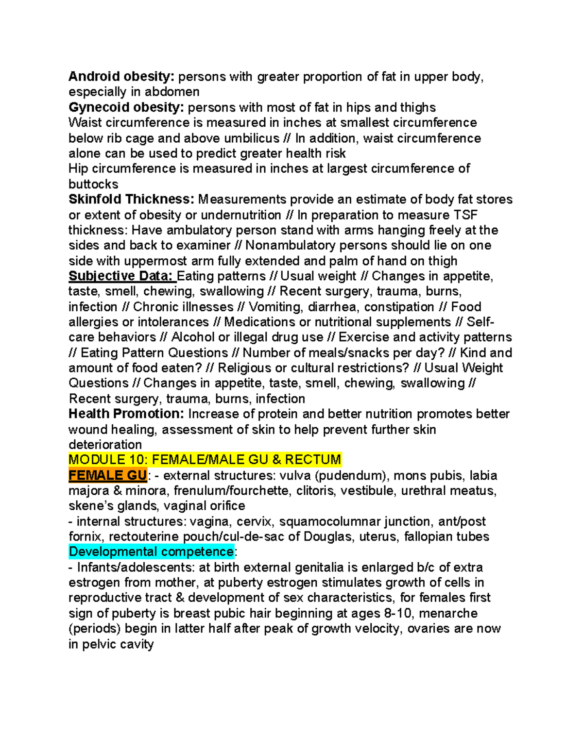 Exam review 8 - Android obesity: persons with greater proportion of fat ...