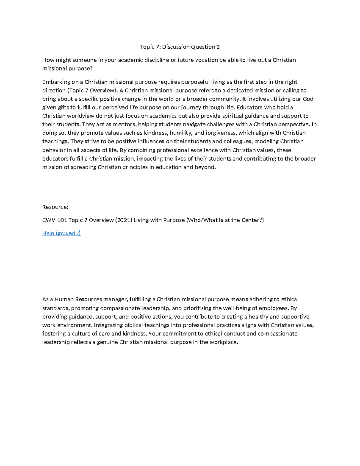 Topic 7 Discussion Question 2 - Topic 7: Discussion Question 2 How ...