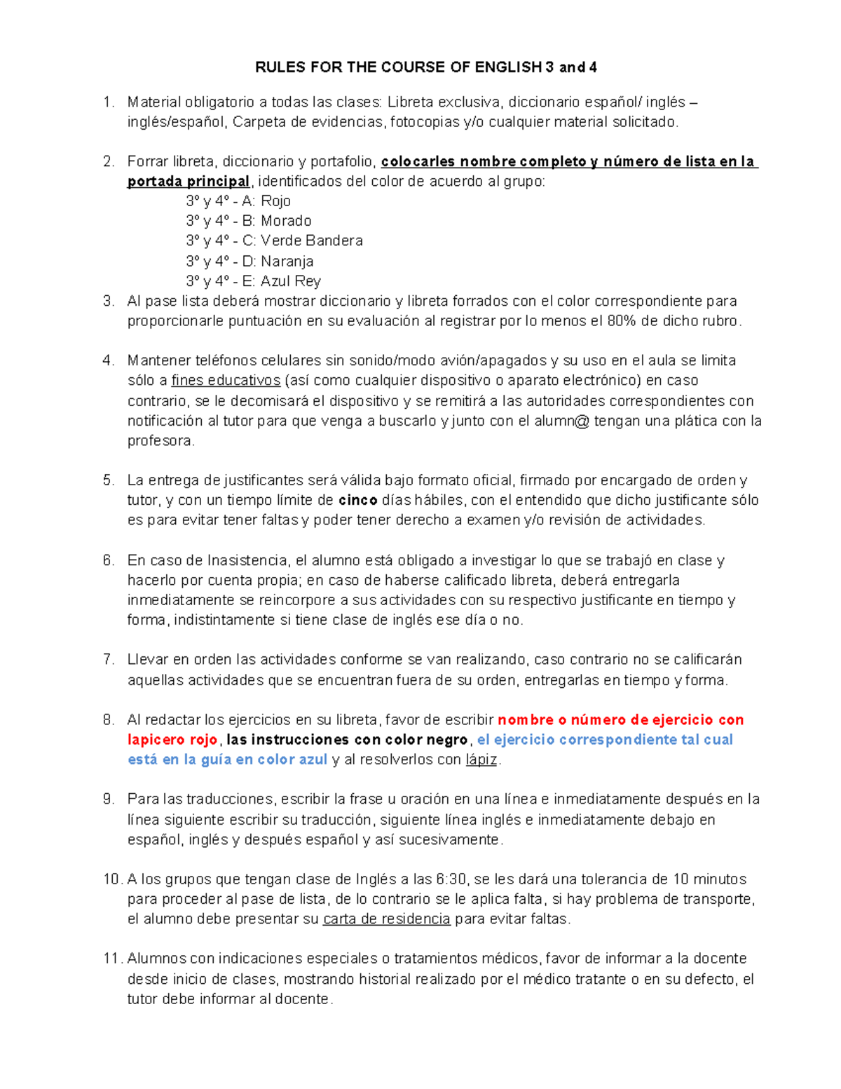 English 4-Game Rules 2024 - RULES FOR THE COURSE OF ENGLISH 3 and 4 ...