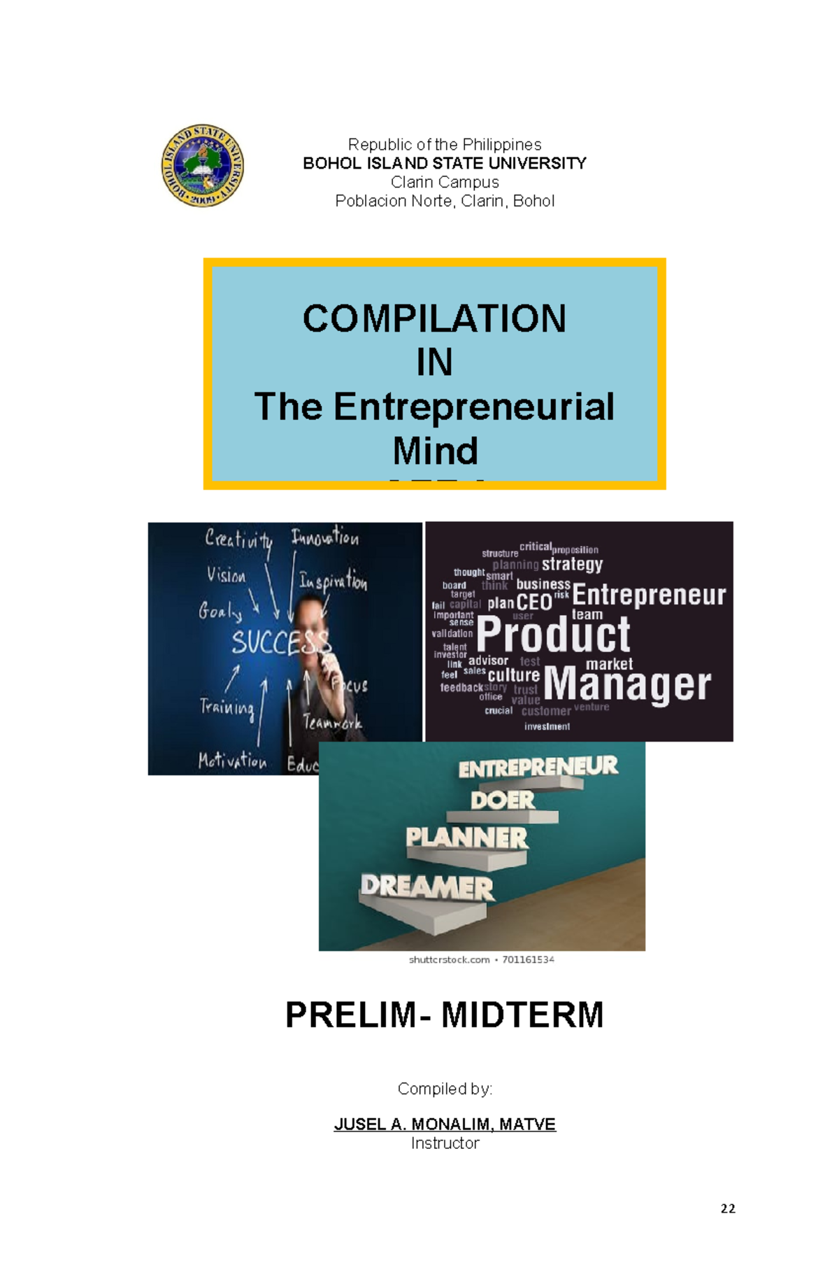 IMs- Entrep- Midterm - Republic of the Philippines BOHOL ISLAND STATE UNIVERSITY Clarin Campus ...