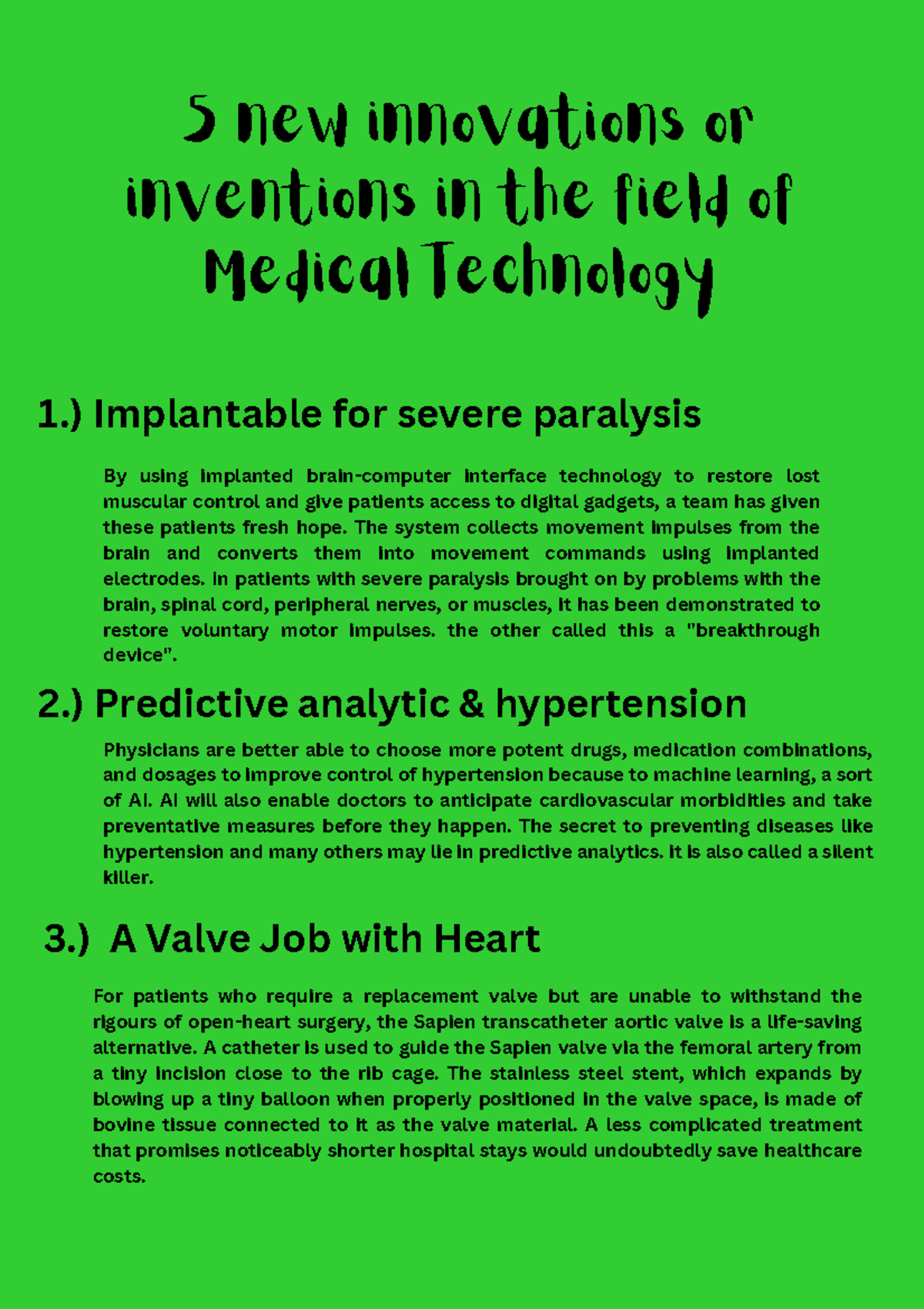 5 innovation - activity - 5 new innovations or inventions in the field ...