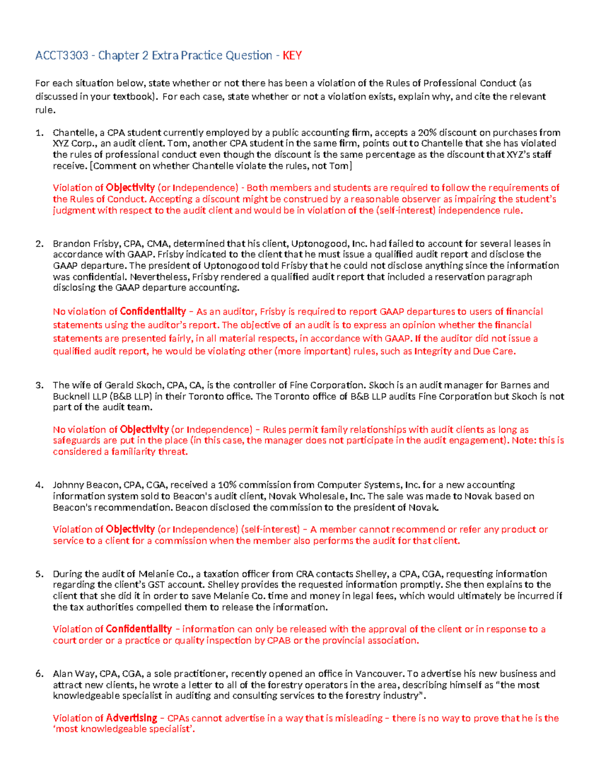 ACCT3303 - Ch 2 Extra Practice Questions (RPC) - KEY - ACCT3303 ...