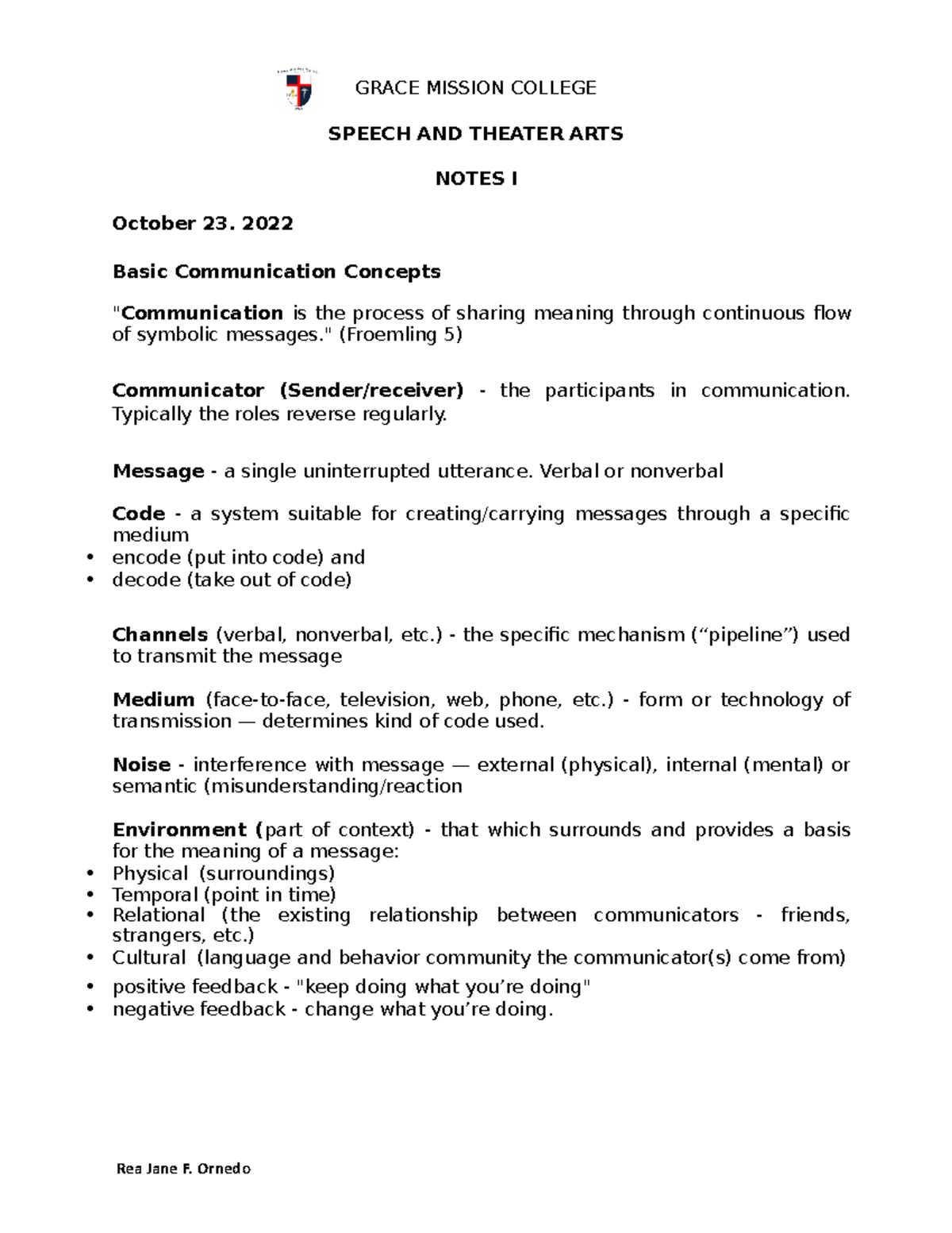 Module-1 - Module - GRACE MISSION COLLEGE SPEECH AND THEATER ARTS NOTES ...