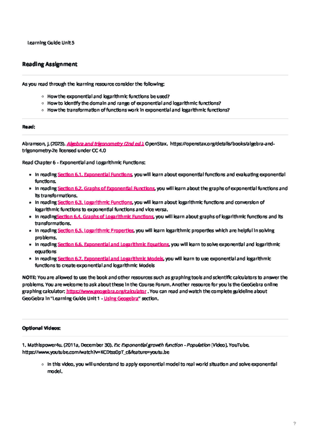 Learning Guide Unit 5 Reading Assignment Home - Learning Guide Unit 5 Reading Assignment As you ...