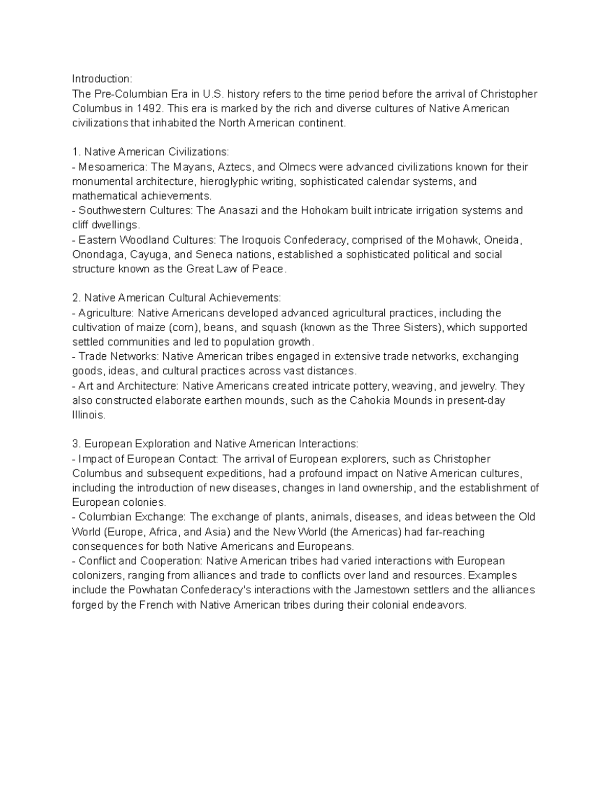 Pre-Columbian Era in U.S. History - Introduction: The Pre-Columbian Era ...