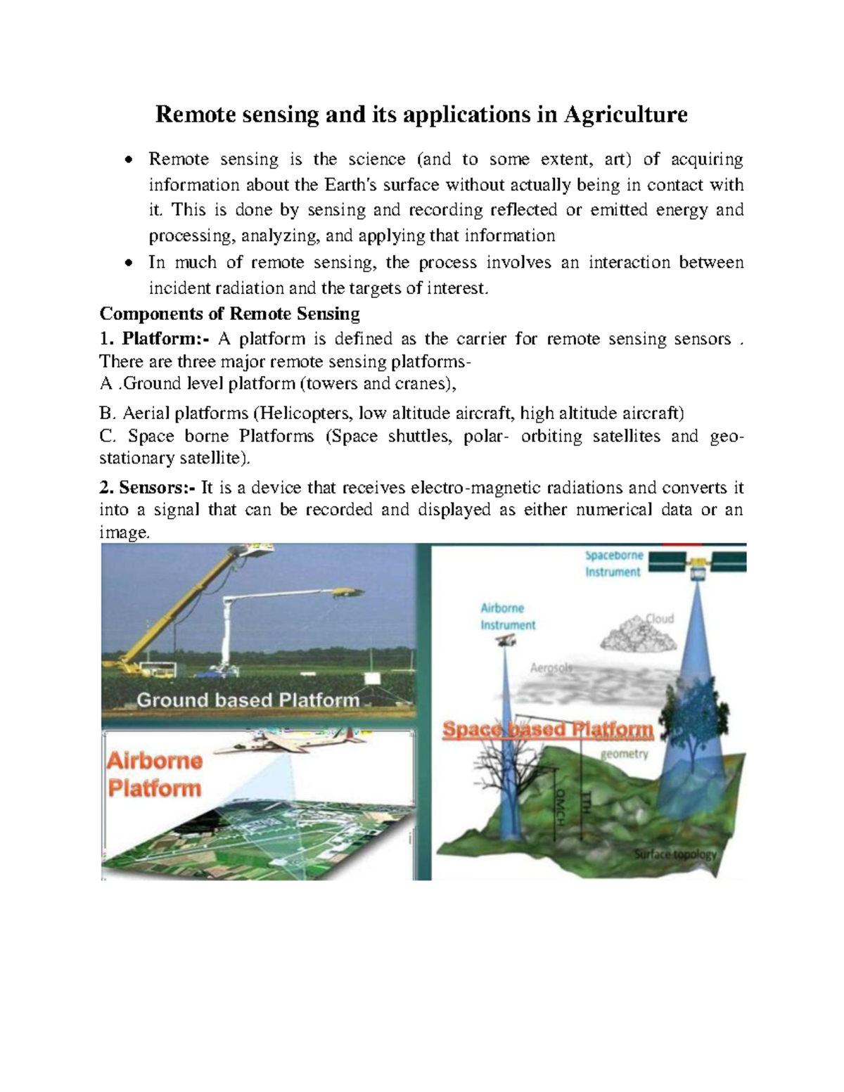 Remote sensing and its applications in Agriculture pdf new - Remote ...
