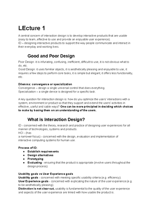 Summary Interaction design - Interaction Design Chapter I Notes ...