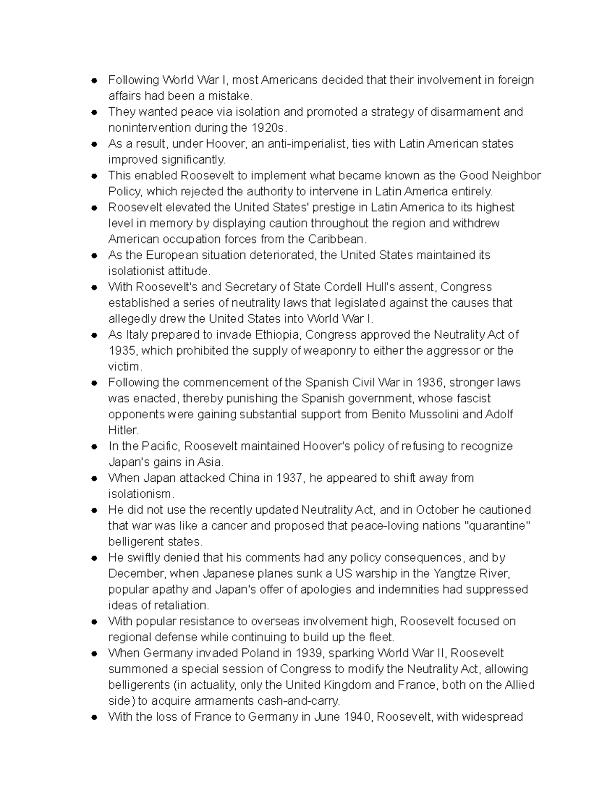 World War II - Lecture notes from class - Following World War I, most ...