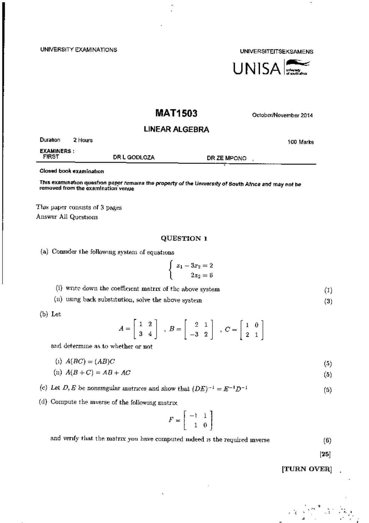 MAT1503 tutorial letter 2014-MAT1503 university of south africa ...