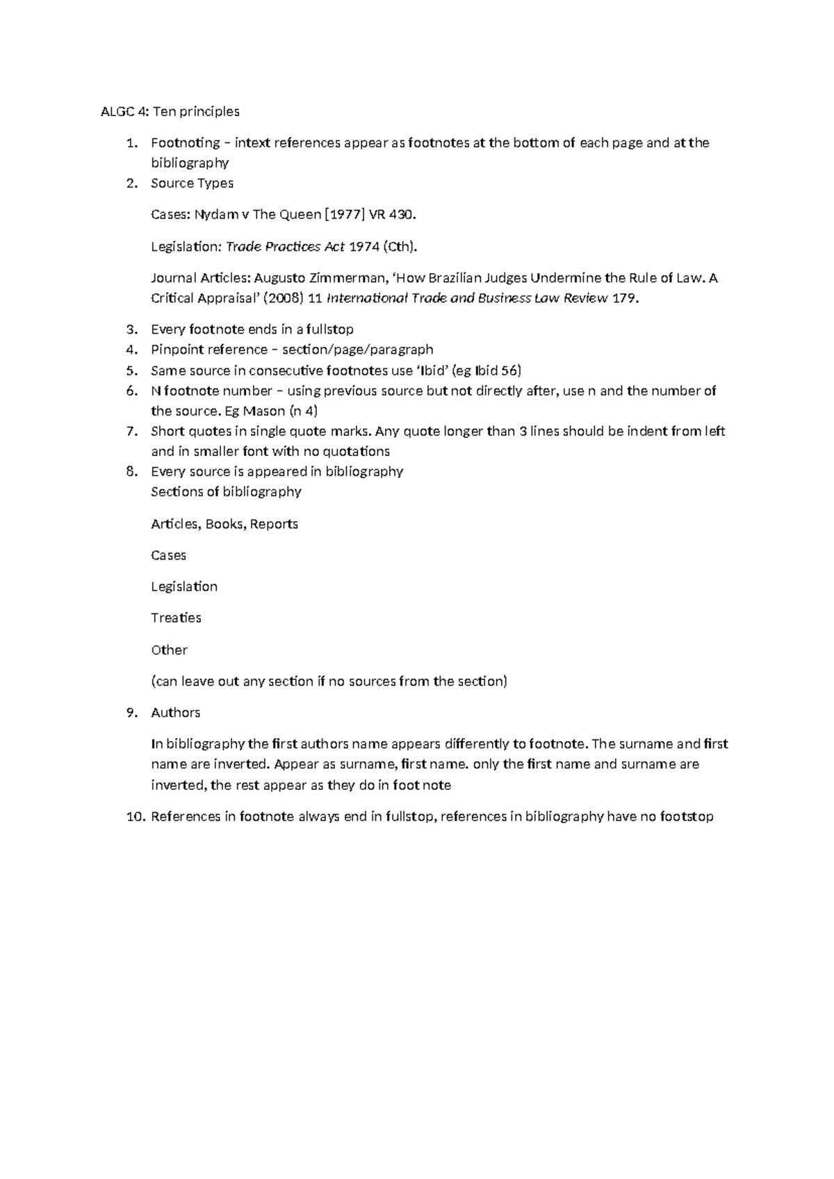 ALGC 4 principles - AGLC - ALGC 4: Ten principles 1. Footnoting ...