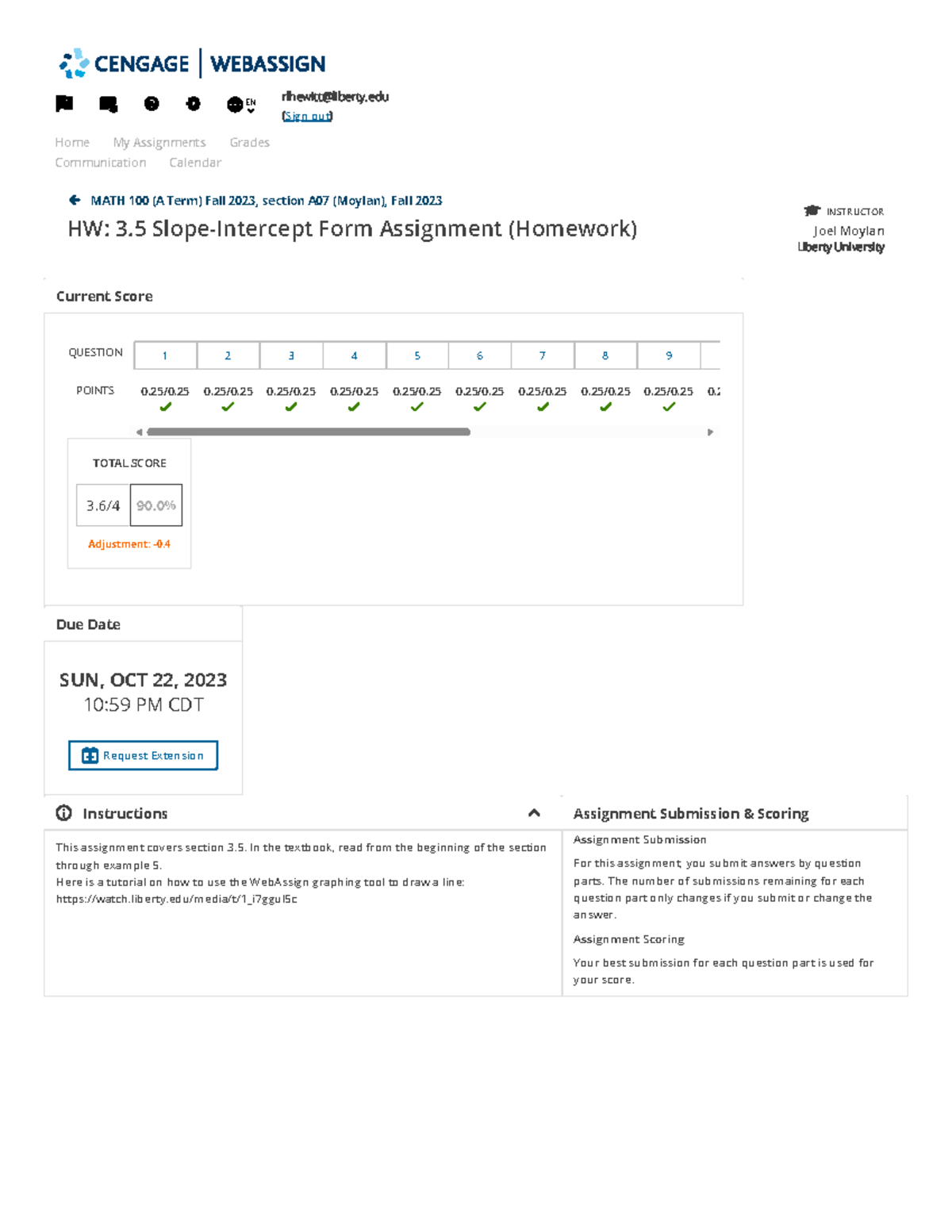 HW 3.5 Slope-Intercept Form Assignment - MATH 100 (A Term) Fall 2023 ...