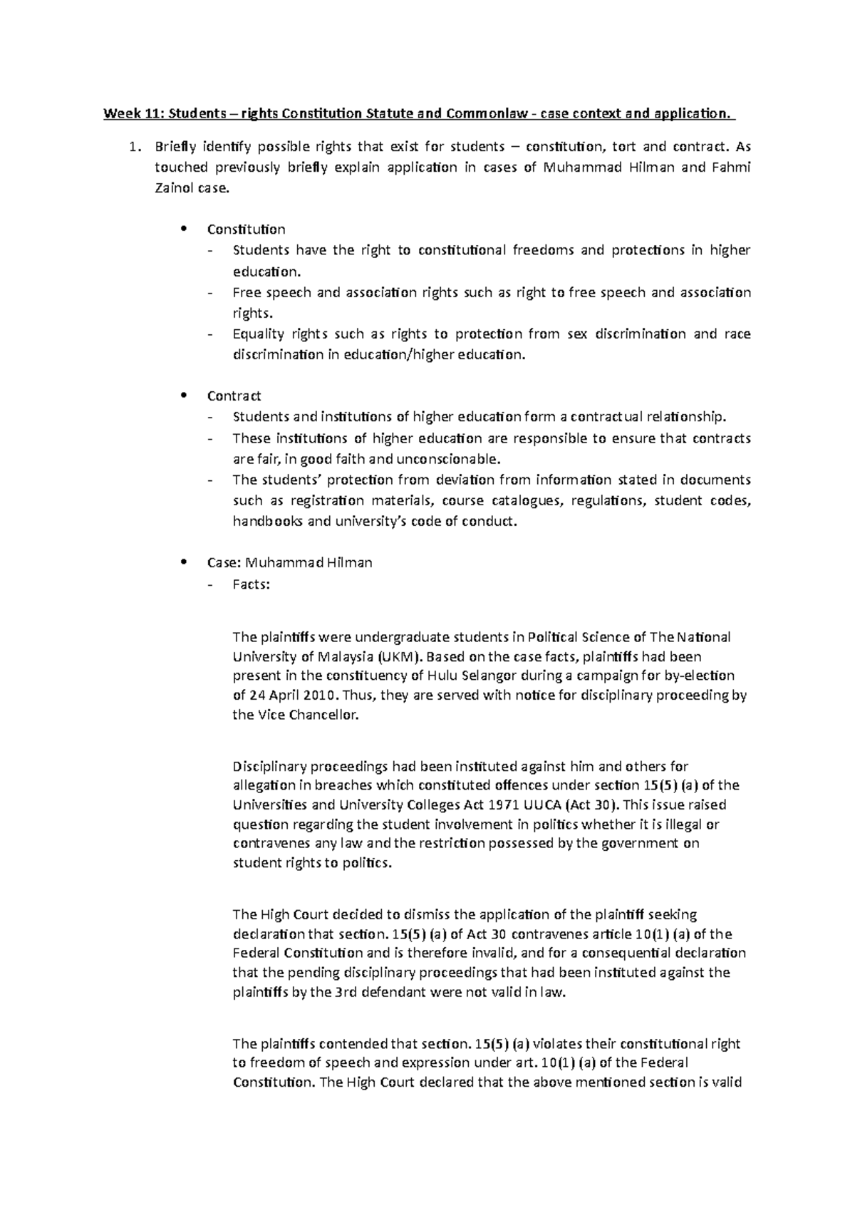 WEEK 11 Legal aspects in education - Week 11: Students – rights ...