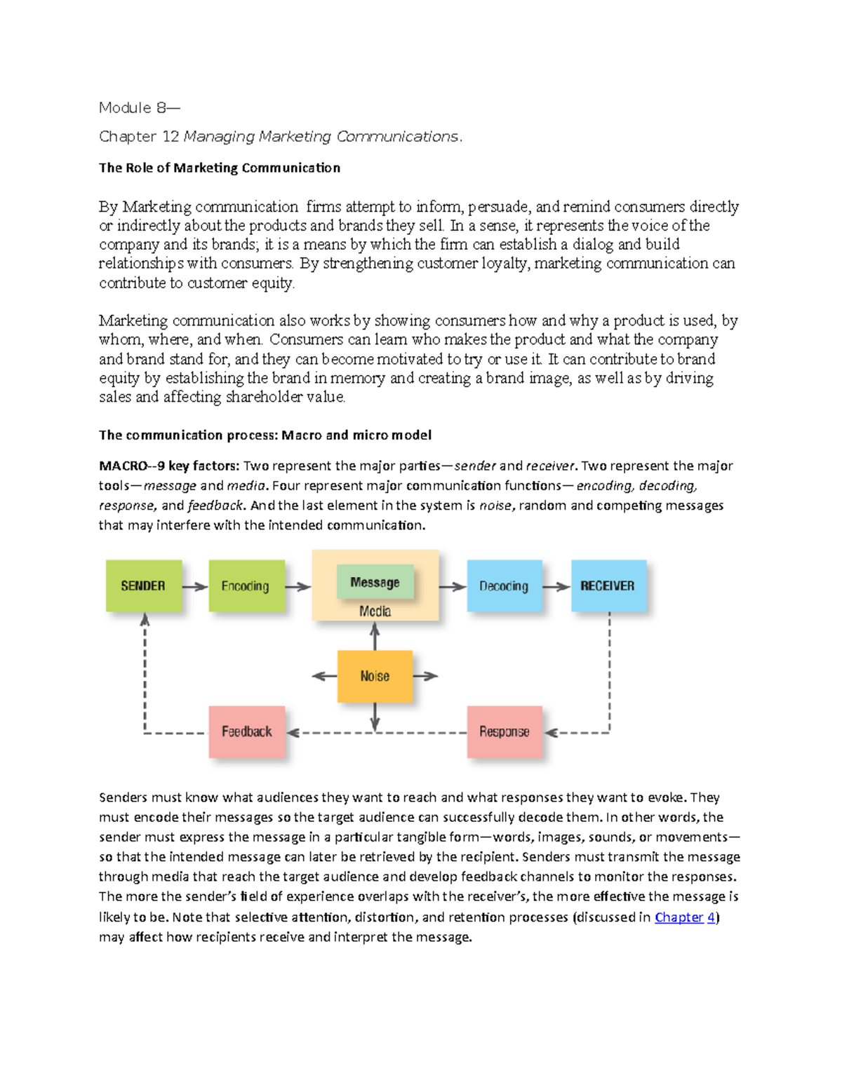 Chapter 12 notes - Module 8— Chapter 12 Managing Marketing ...