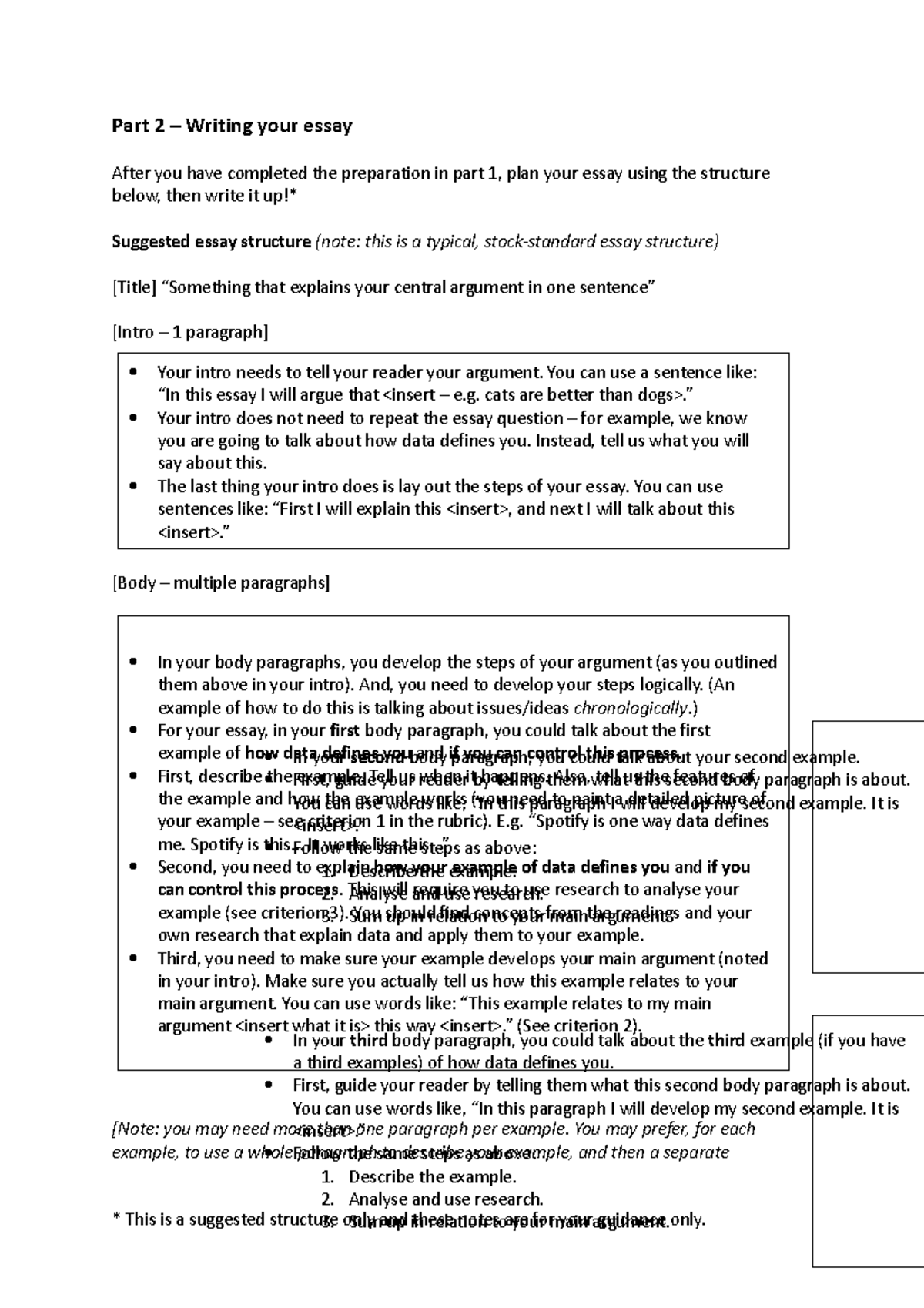 Major essay guidelines part2 v2 - Part 2 – Writing your essay After you ...