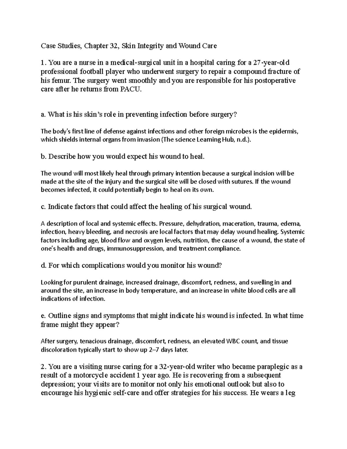 Doc8 - n/a - Case Studies, Chapter 32, Skin Integrity and Wound Care 1 ...