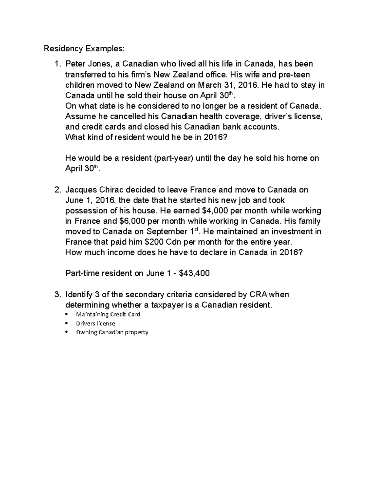 Residency Examples - practice - Residency Examples: Peter Jones, a ...