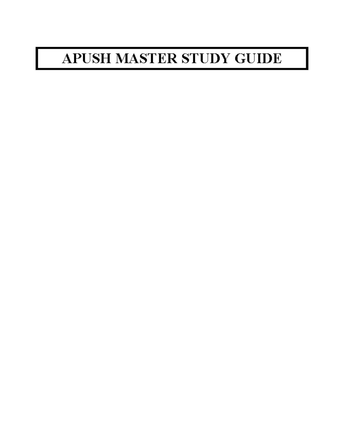 000 Apush Master to master us history - APUSH MASTER STUDY GUIDE ...