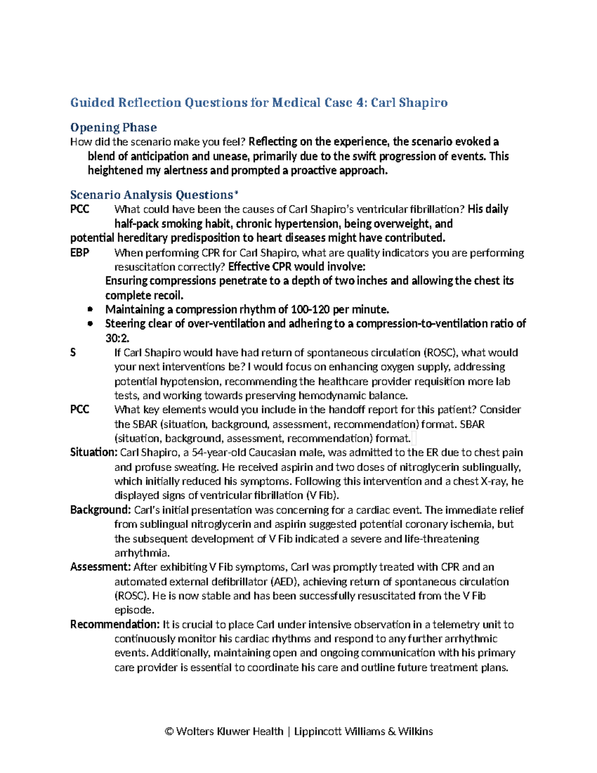 Guided reflection carl shapiro - Guided Reflection Questions for ...