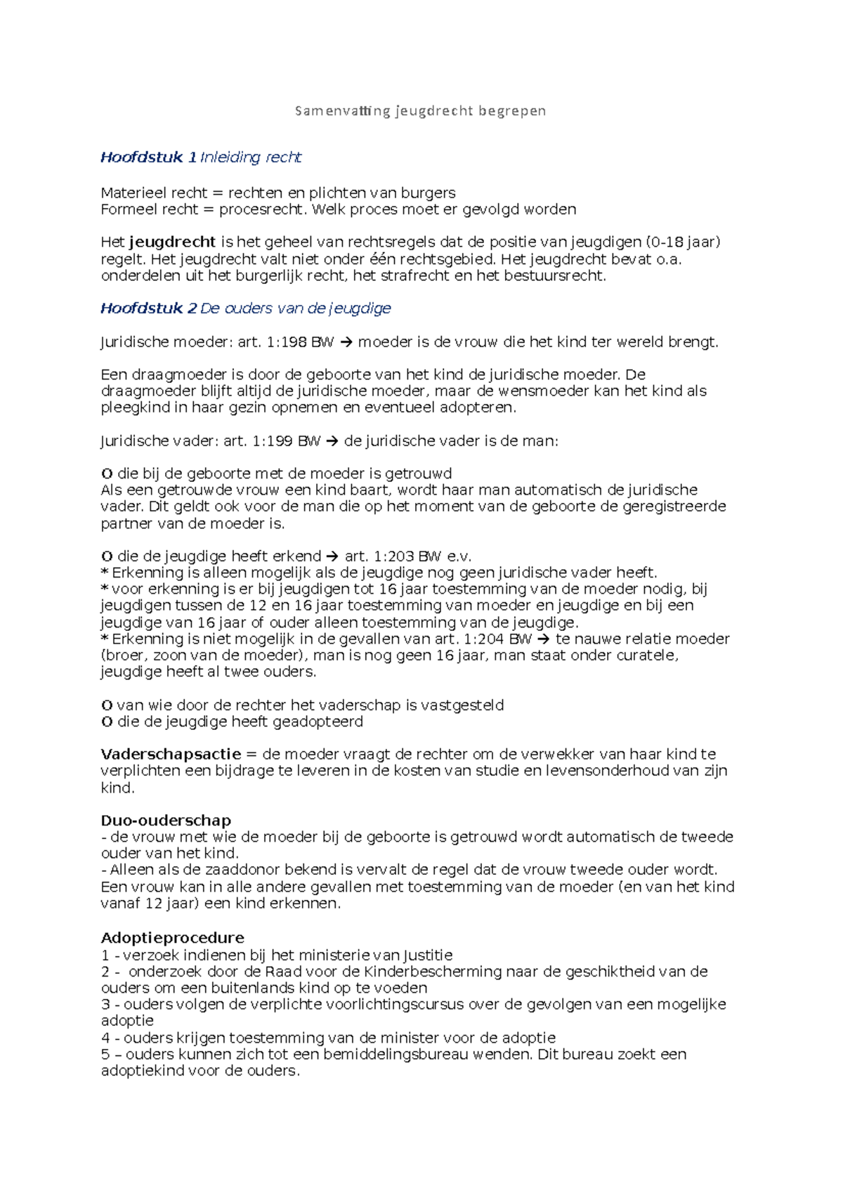 Samenvatting Jeugdrecht Begrepen - Samenvatting Jeugdrecht Begrippen ...