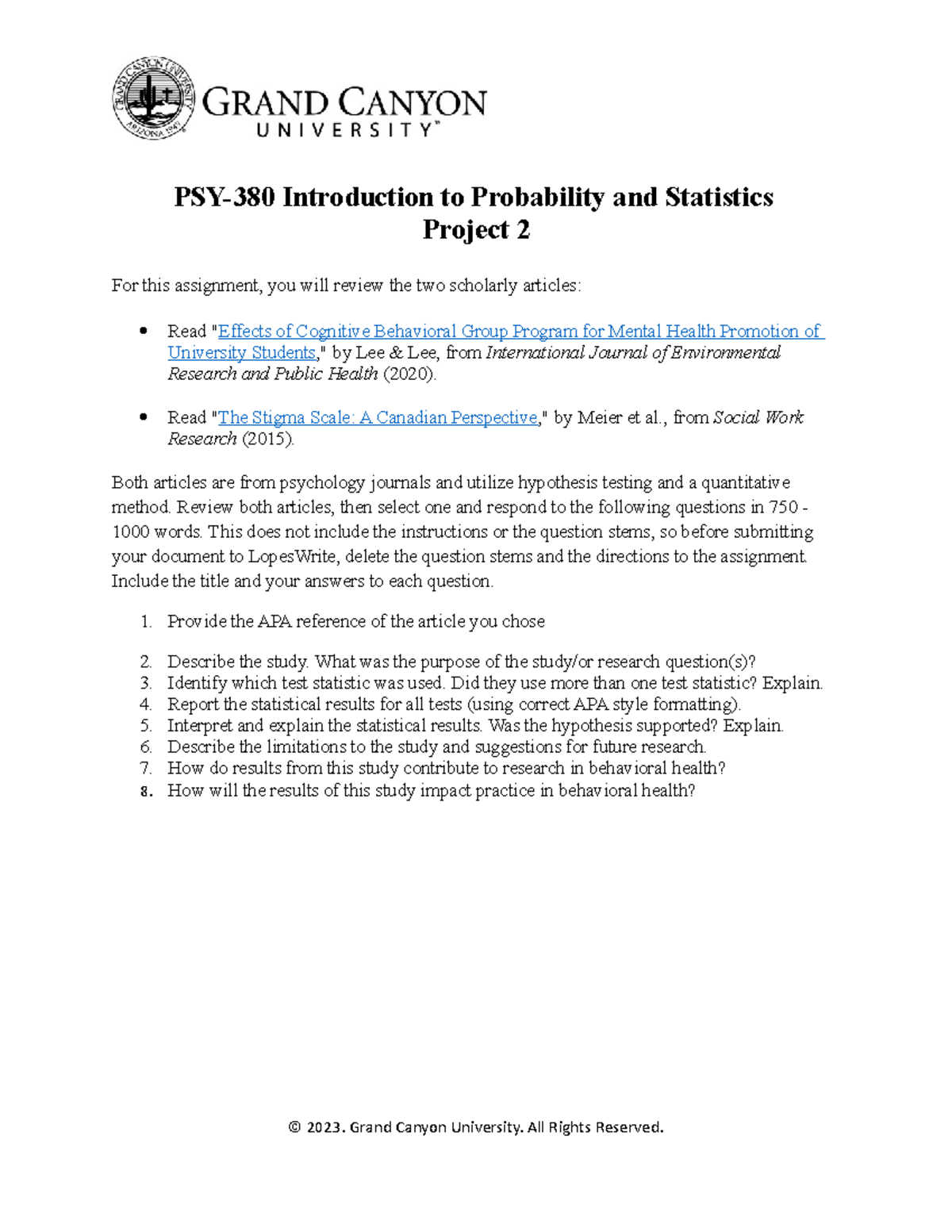 PSY380 RS T5 Benchmark Project 2 Articles - PSY-380 Introduction to ...