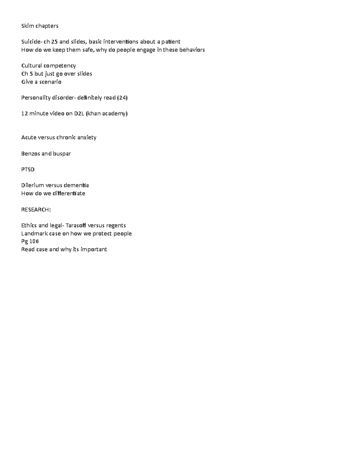 Final notes - Skim chapters ch 25 and slides, basic interventions about ...