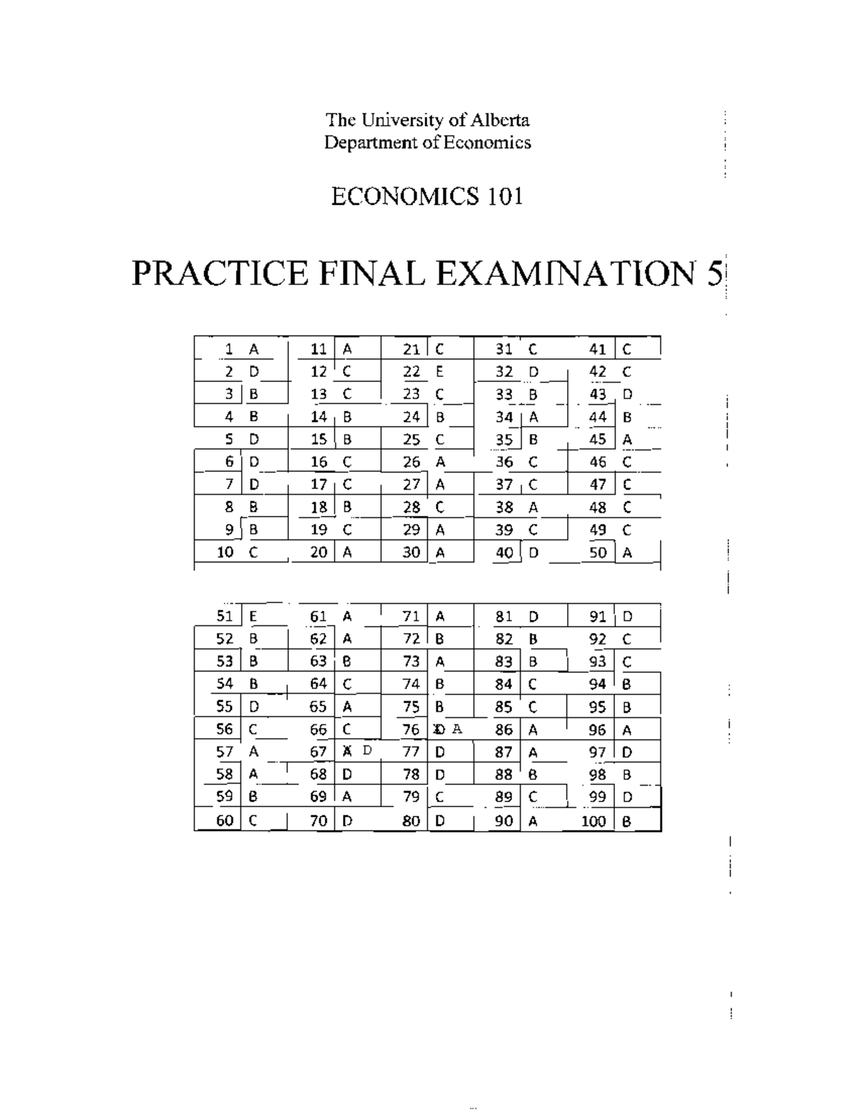 Practice exam 2013 questions and answers - The University of Alberta ...