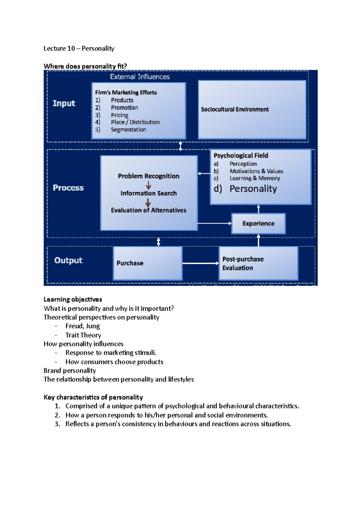 Lecture 10 - Personality - Lecture 10 – Personality Where does ...