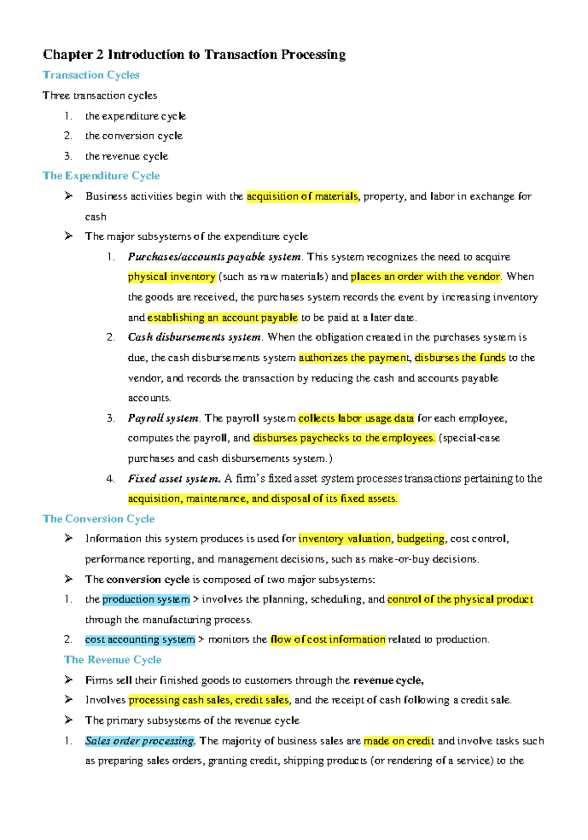 AIS CHAP 2 Scribd - For ais - Chapter 2 Introduction to Transaction Processing Transaction ...