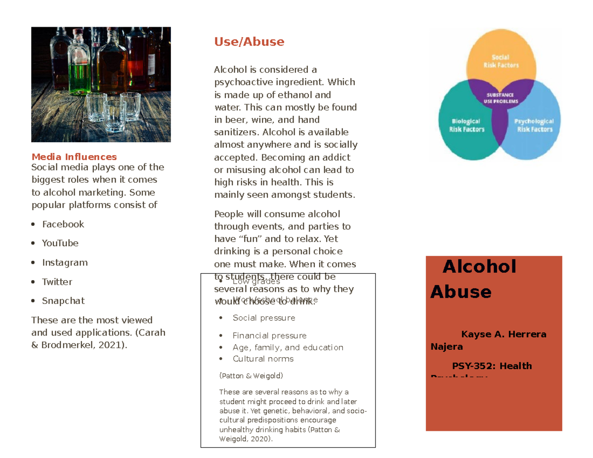 PSY-352 Alcohol Pamphlet - Media Influences Social media plays one of ...